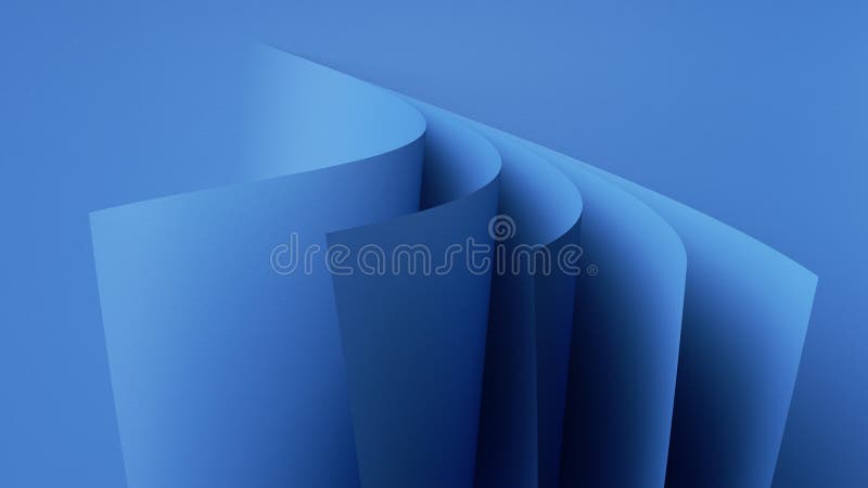 3d Render, Abstract Blue Background with Paper Sheets, Curly Page ...