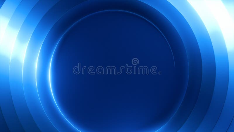 3d Render, Abstract Blue Background with Round Blank Copy Space and ...