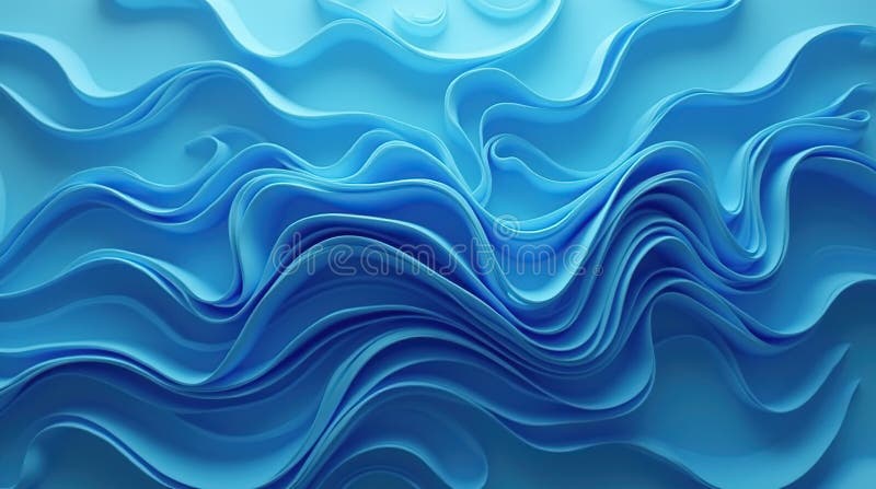 3D Render of Abstract Blue Wavy Cloth in Ripple Form Stock Illustration ...