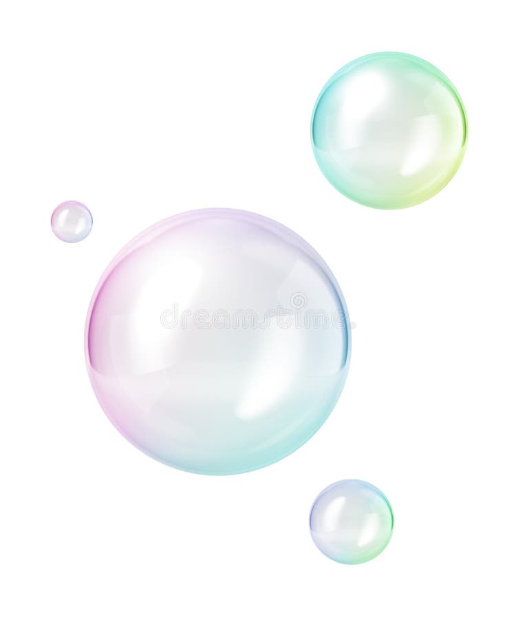 3d Render, Abstract Clear Soap Bubbles Isolated on White Background ...