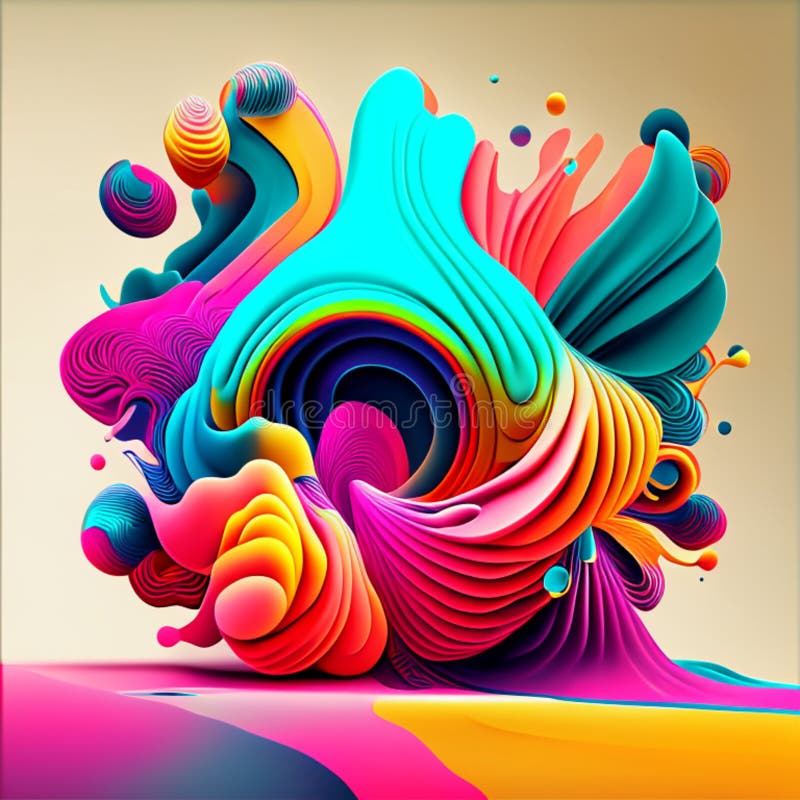 3d Render, Abstract Colorful Background with Waves. 3d Illustration AI ...