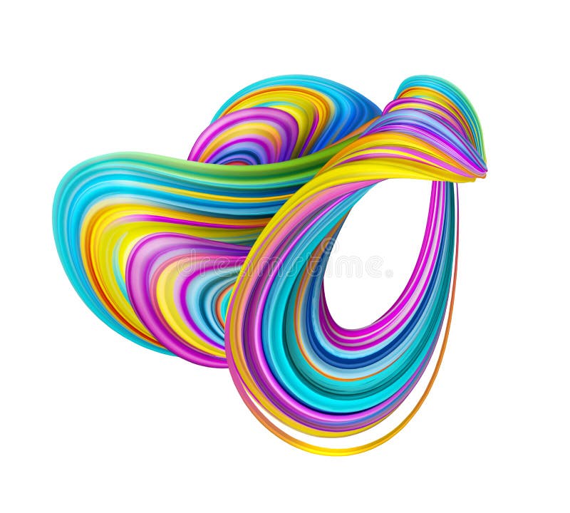 3d Render, Abstract Colorful Distorted Twisted Shape, Tangled Strings ...