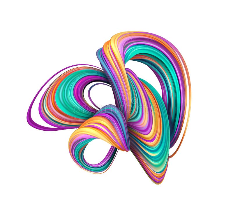 3d Render, Abstract Colorful Distorted Twisted Shape. Tangled Strings ...