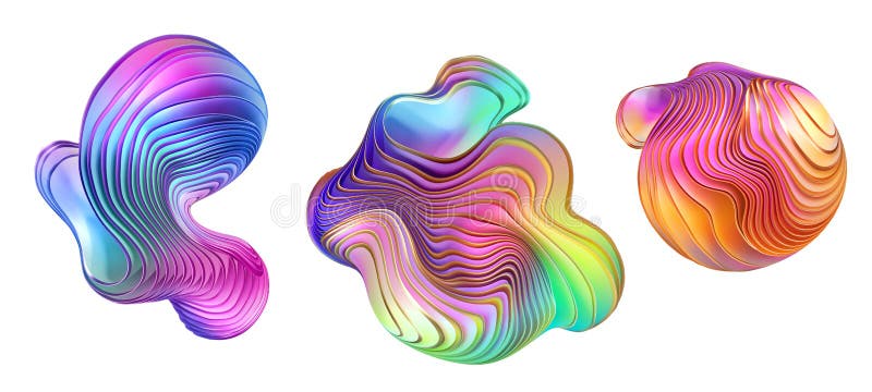 3d Render, Abstract Colorful Layered Objects, Creative Clip Art ...