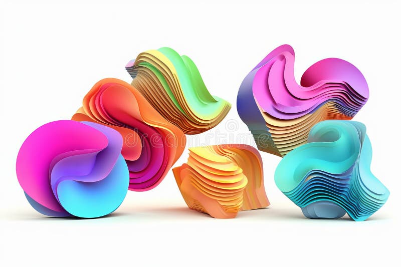 Abstract Layered Textured on White Background Generative AI. Stock ...