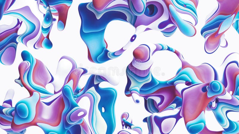 3d Render, Abstract Colorful Psychedelic Background with Curvy Pink ...