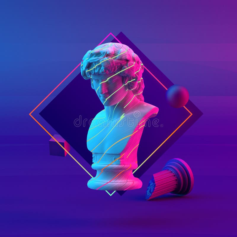 3d-illustration of an Abstract Composition of Bust and Primitive ...