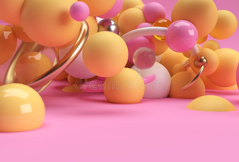 3d Render Abstract Composition Spheres Cluster Background with ...