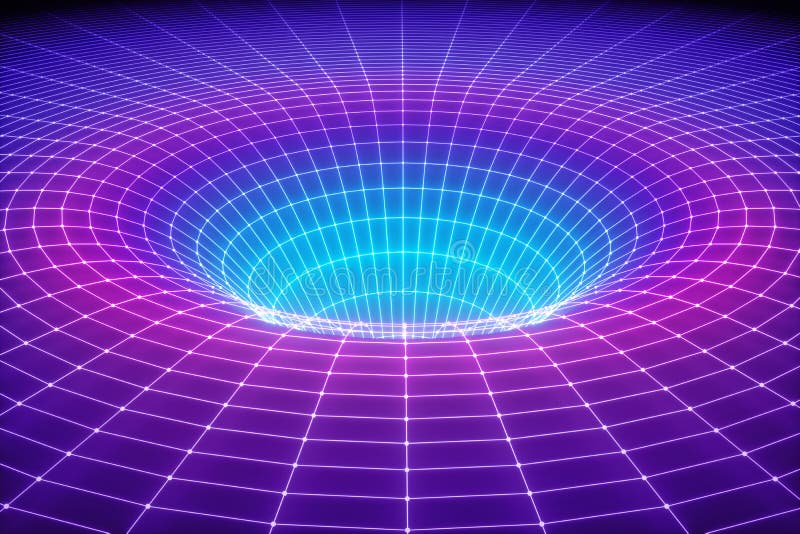 3d Render, Abstract Scientific Background, Funnel Grid, Ultraviolet ...