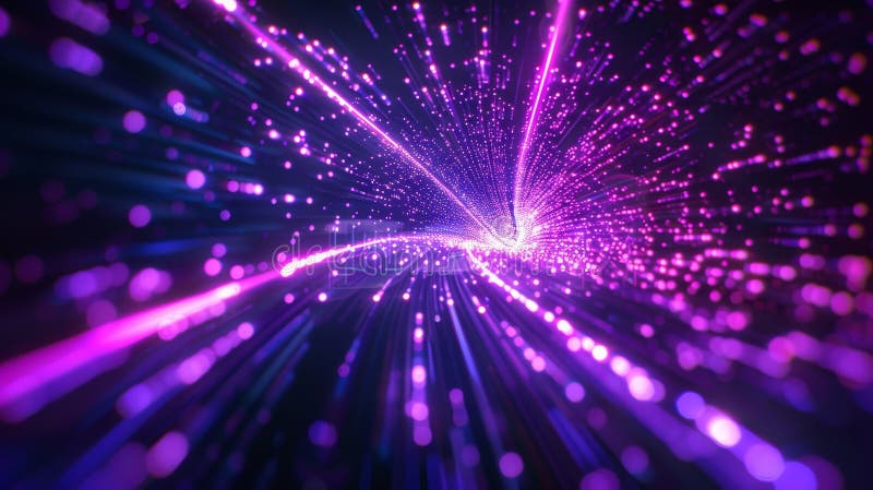 A 3D Render of an Abstract Cosmic Background, Neon Rays of Ultra Violet ...