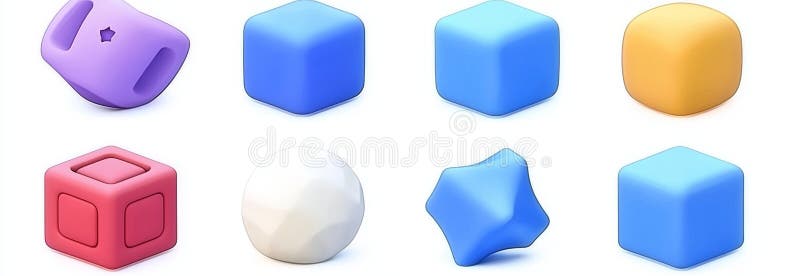 3D Render of Abstract Cubes in Different Colors Stock Illustration ...