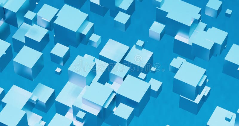 3D Render Abstract Cubes Loop Background. Blue Cubes or Blocks Abstract ...