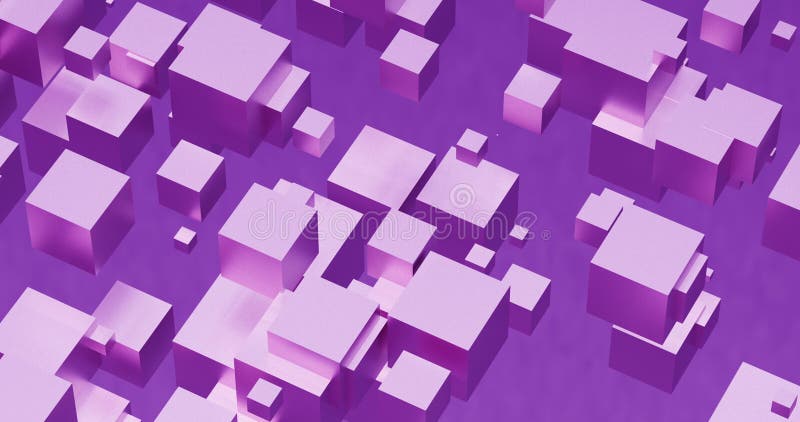 3D Render Abstract Cubes Loop Background. Purple Cubes or Blocks ...