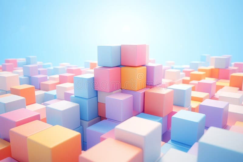 3d Render Abstract Cubes Shape Colorful Background Stock Illustration ...
