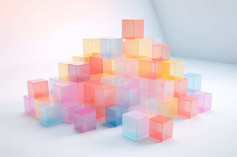3d Render Abstract Cubes Shape Colorful Background Stock Illustration ...