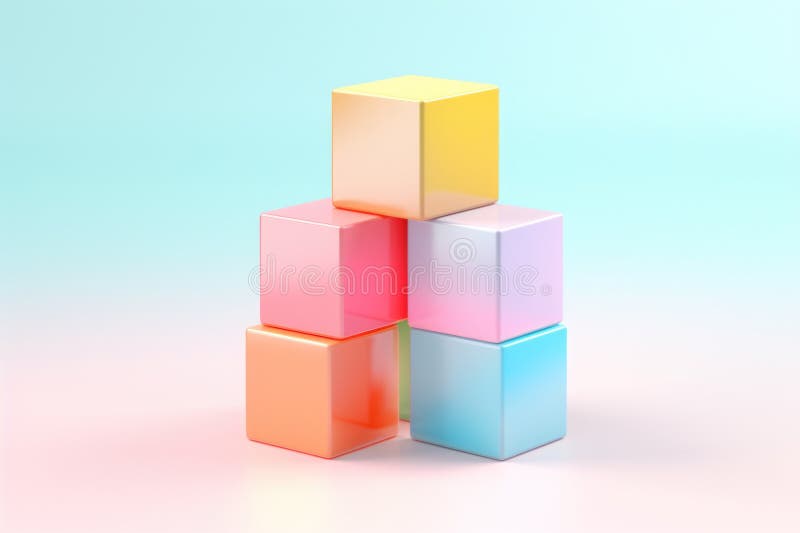 3d Render Abstract Cubes Shape Colorful Background Stock Illustration ...