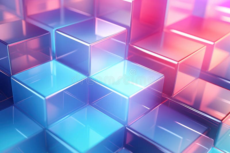 3d Render Abstract Cubes Shape Colorful Background Stock Illustration ...