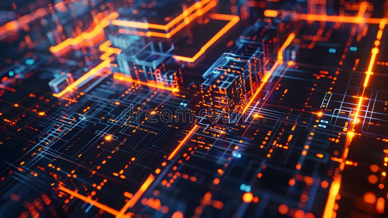 3D Render of Abstract Cyber Network with Glowing Digital Data - AI ...