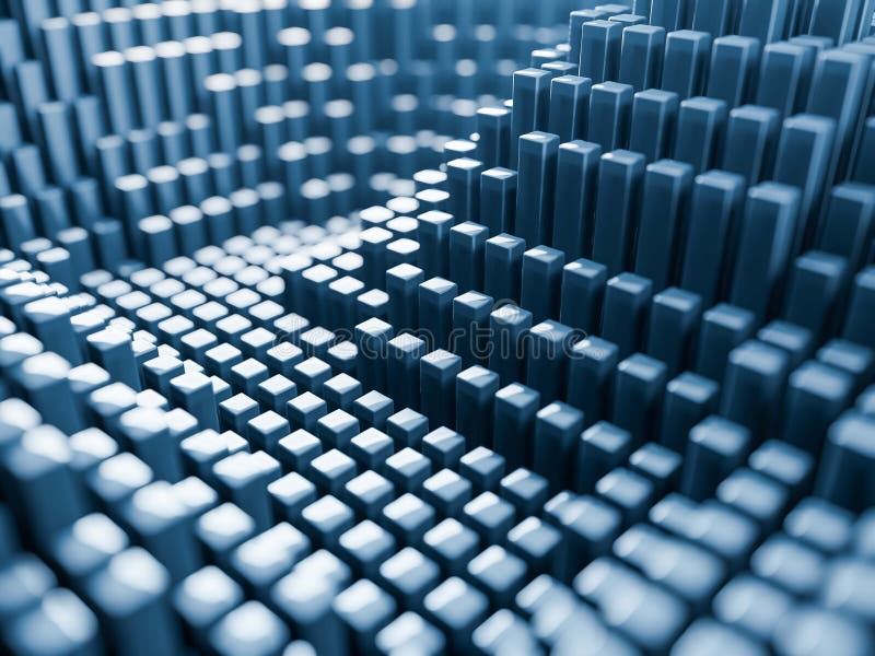 3d Render of Abstract Data Structure, Blocks Landscape Stock ...
