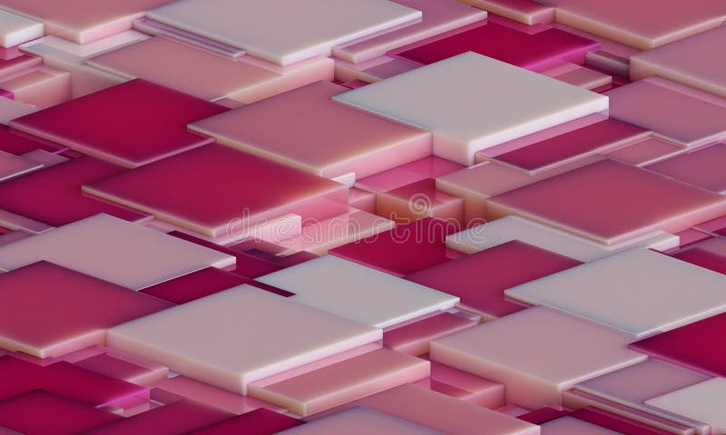 3d Render Abstract Digital Wallpaper Design of Magenta Pink Cubes on a ...