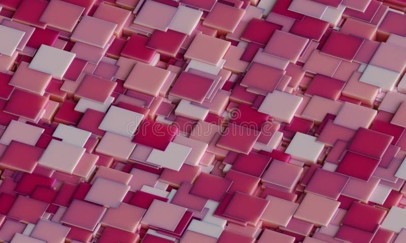 3d Render Abstract Digital Wallpaper Design of Magenta Pink Cubes on a ...