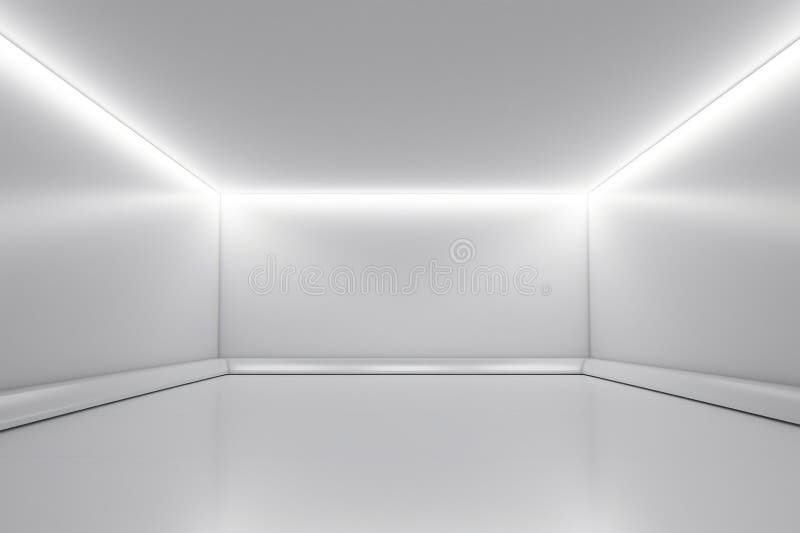 3d Render, Abstract Empty Room, Illuminated Empty Interior, Glowing ...