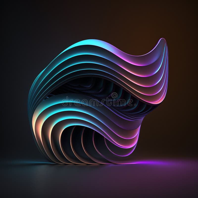 3D Render a Abstract Fluid Wave in Motion, Showcasing a Holographic ...