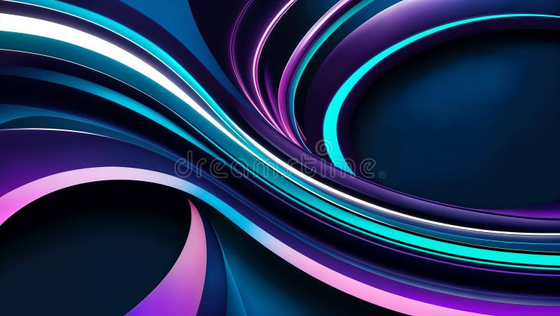 3d Render Abstract Futuristic Dynamic Curvy Motion Colorful Neon ...
