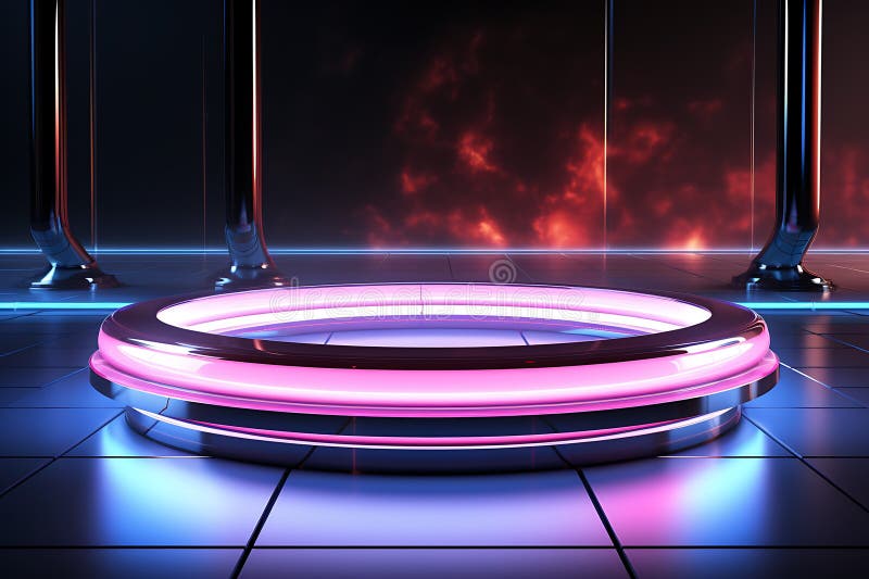 3d Render of Abstract Futuristic Interior with Led Lights and Glass ...