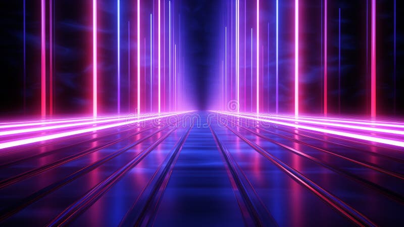 3d Render Abstract Futuristic Neon Background with Glowing Ascending ...