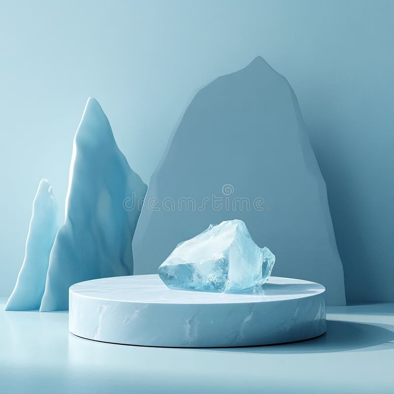 3d Render of Abstract Geometric Background. Minimalist Scene with Blue ...