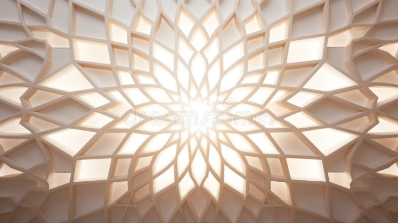 3d Render of Abstract Geometric Background in Beige and White Colors ...