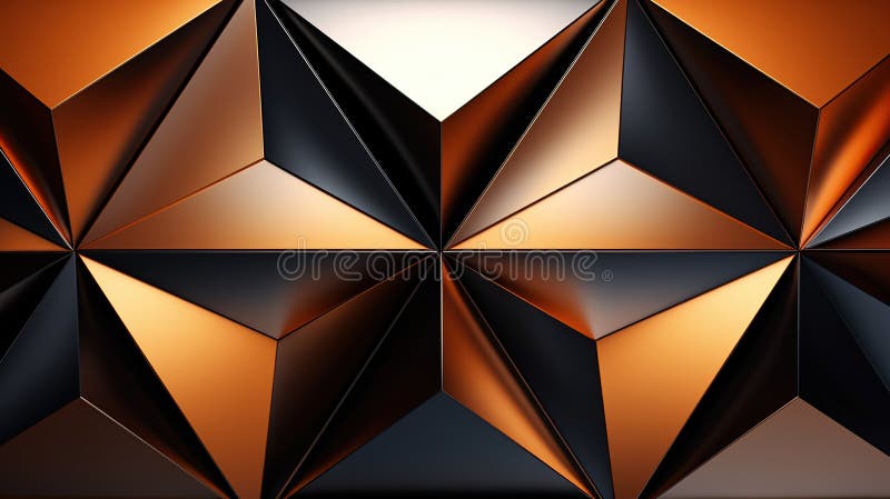 3d Render, Abstract Geometric Background with Black, Orange, and Brown ...