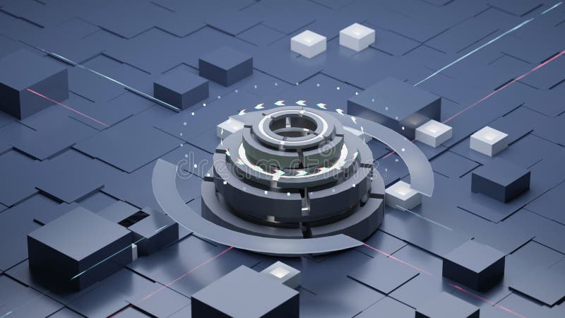 3d Render. Abstract Geometric Background. Blocks Structure. Digital ...