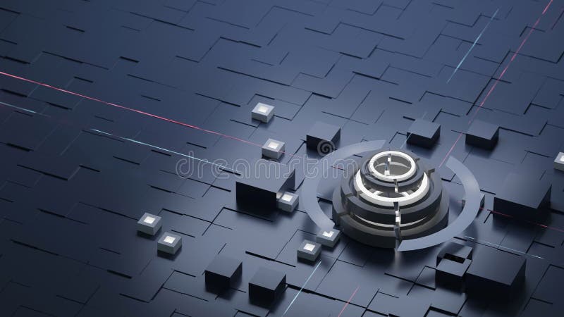 3d Render. Abstract Geometric Background. Blocks Structure. Digital ...
