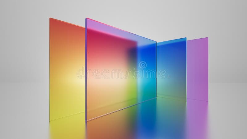 3d Render, Abstract Geometric Background, Colorful Glass Square Shapes ...