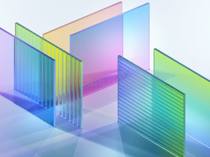 3d Render, Abstract Geometric Background with Colorful Translucent ...