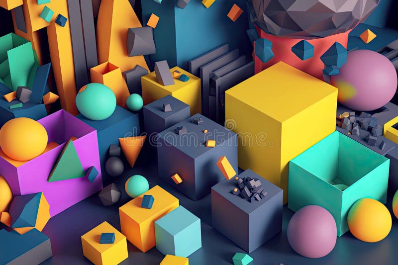 3d Render Abstract Geometric Background Consisting of Multi-colored ...