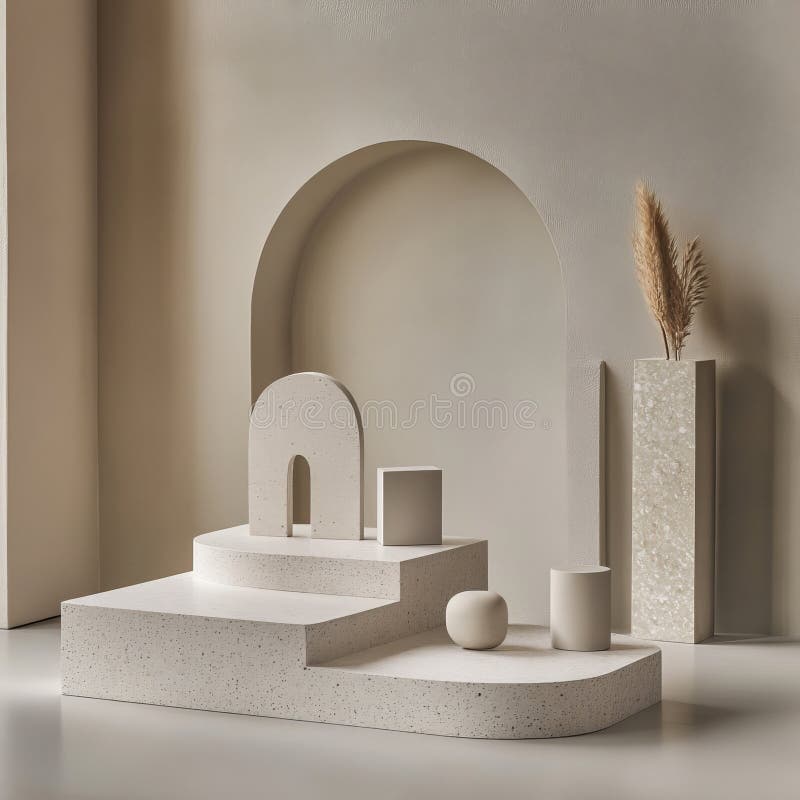 3d Render, Abstract Geometric Background, Podiums, Podiums in the ...