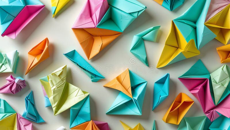 3d Render, Abstract Geometric Background, Polygonal Origami Pattern ...