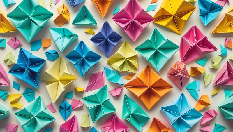 3d Render, Abstract Geometric Background, Polygonal Origami Pattern ...