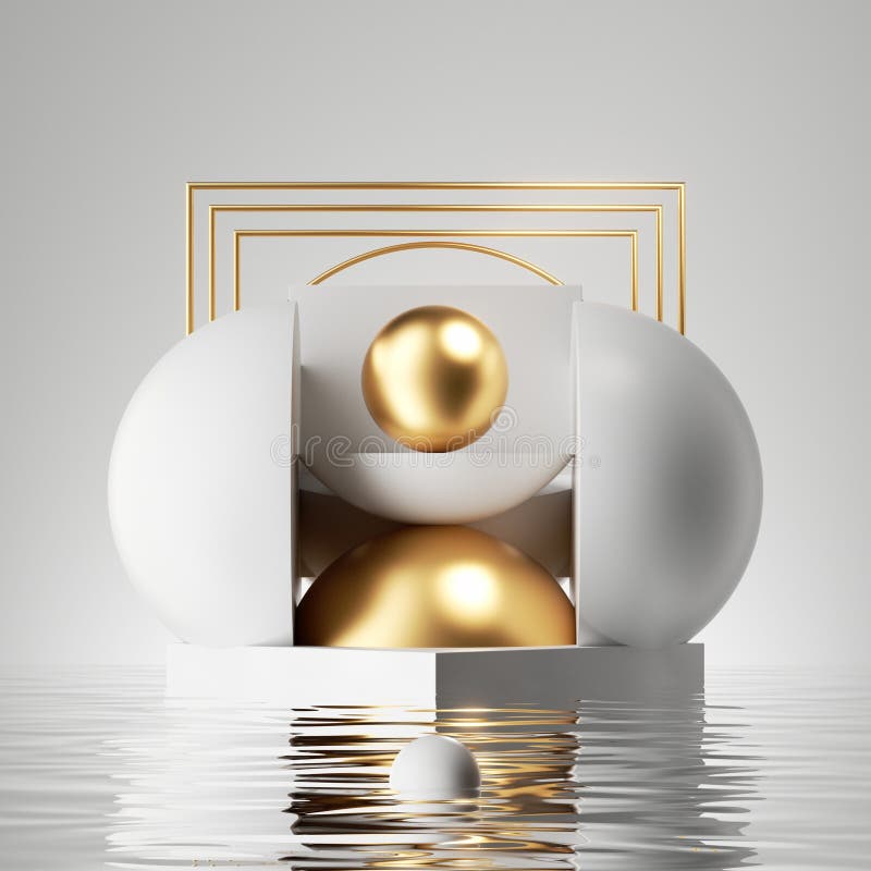 3d Render, Abstract Geometric Background, Simple Showcase Scene with ...