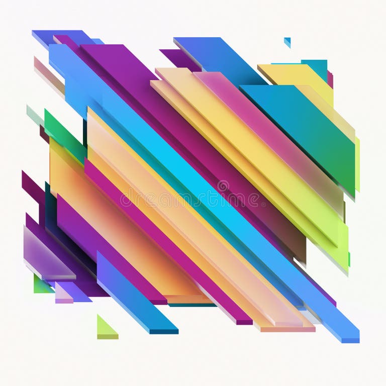 3d Render, Abstract Geometric Background, Split Blocks, Diagonal ...