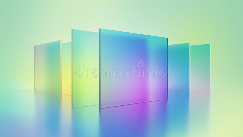 3d Render, Abstract Geometric Background, Translucent Glass with ...