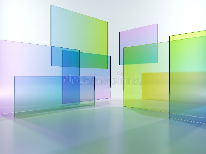 3d Render, Abstract Geometric Background, Translucent Glass with ...