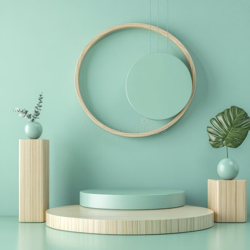 3d Render, Abstract Geometric Composition, Podium for Product Display ...