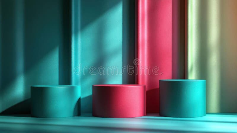 3d Render of Abstract Geometric Forms in Different Colors, Podiums for ...