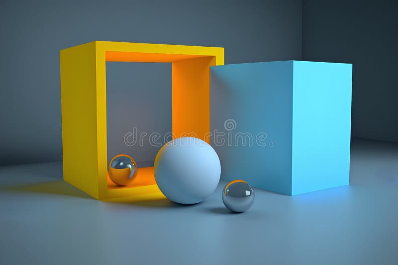 3d Render of Abstract Geometric Forms. Minimal Scene with Geometrical ...