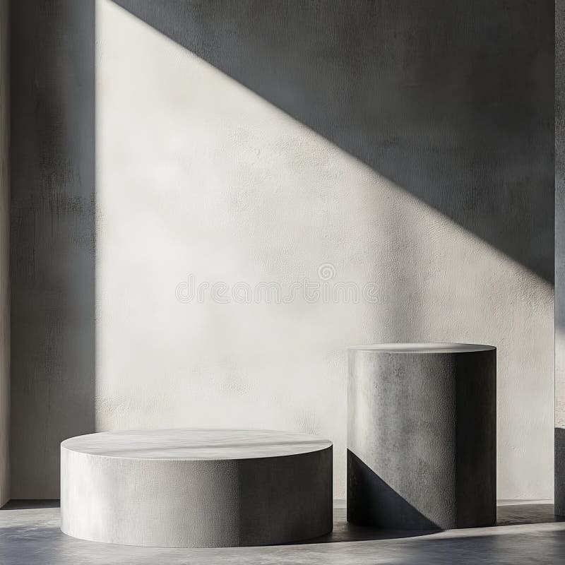 3d Render, Abstract Geometric Forms, Podiums in the Room Stock ...