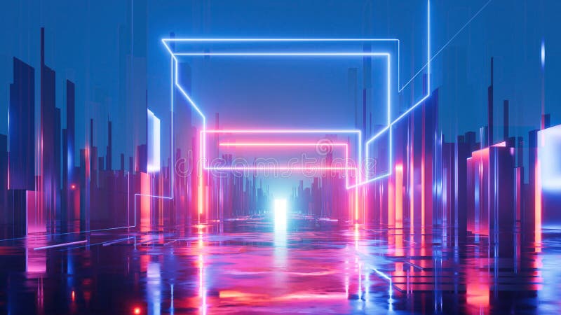 Geometric Neon Abstract Animated Background Stock Illustration ...